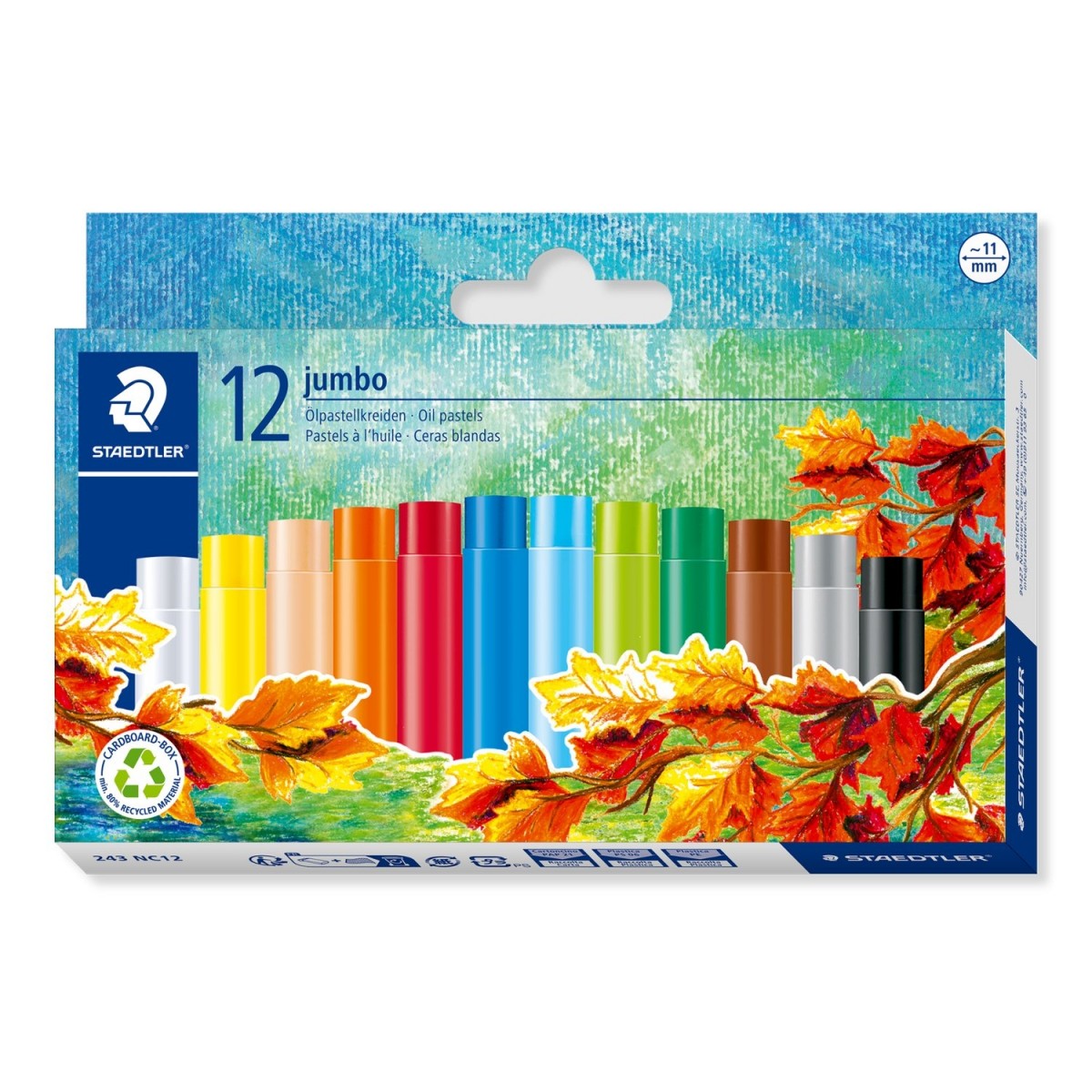 Staedtler Noris jumbo oil pastels - 12 assorted colours - School Locker