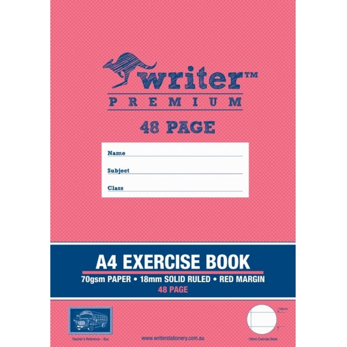Exercise Book A4 48pg 18mm solid ruled with Margin - School Locker