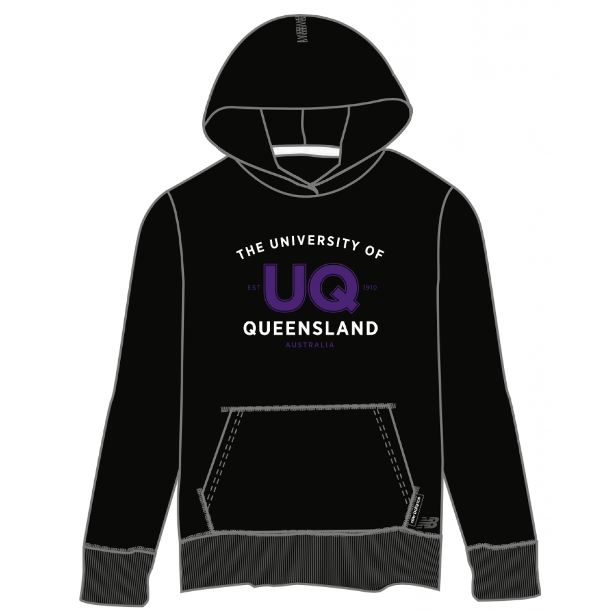 UQ New Balance Mens Varsity Print Hoodie Black - School Locker