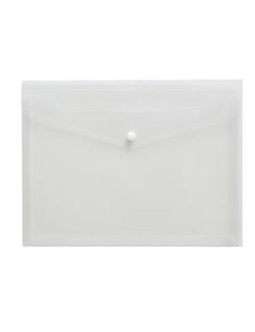 Document Wallet A4 Clear Transparent Press Stud - School Locker
