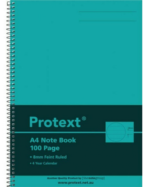 Protext A4 100pg PP Note Book Aqua - School Locker
