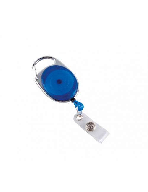 Retractable ID Tag Holder with Carabiner Clip Royal Blue - School Locker