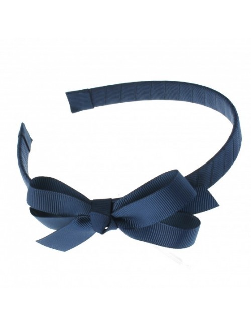 Pritti Basics Grograin Bow Hairband Navy - School Locker