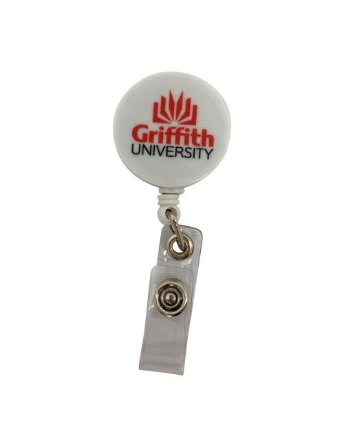 Zinger White Retractable Name Badge Holder - School Locker