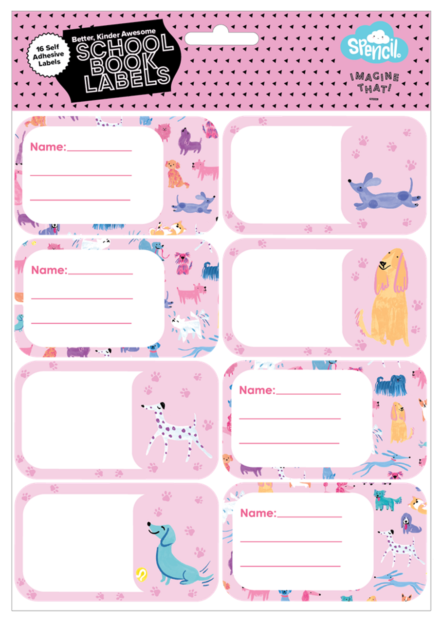 Spencil Book Labels - Doodle Dogs - School Locker